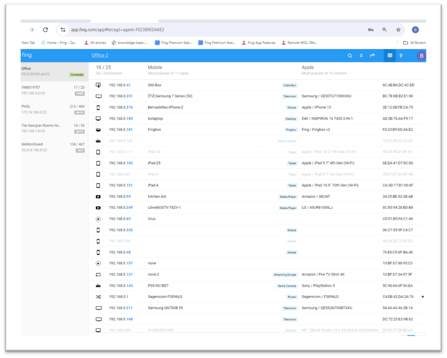 Create or View a Device Inventory – Fing