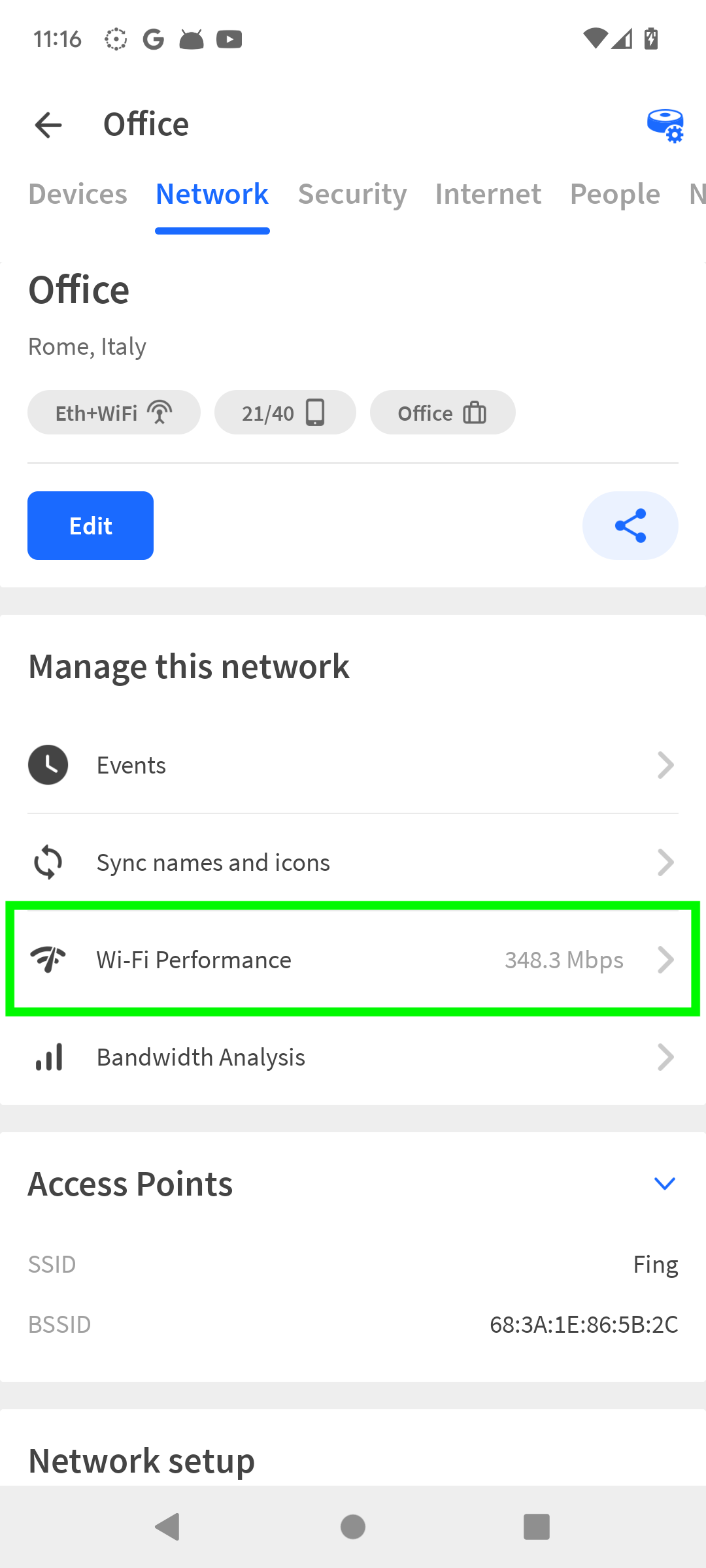 Wi-Fi Performance Test – Fing