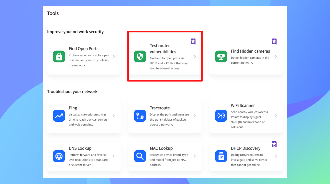 Router Vulnerability Check – Fing