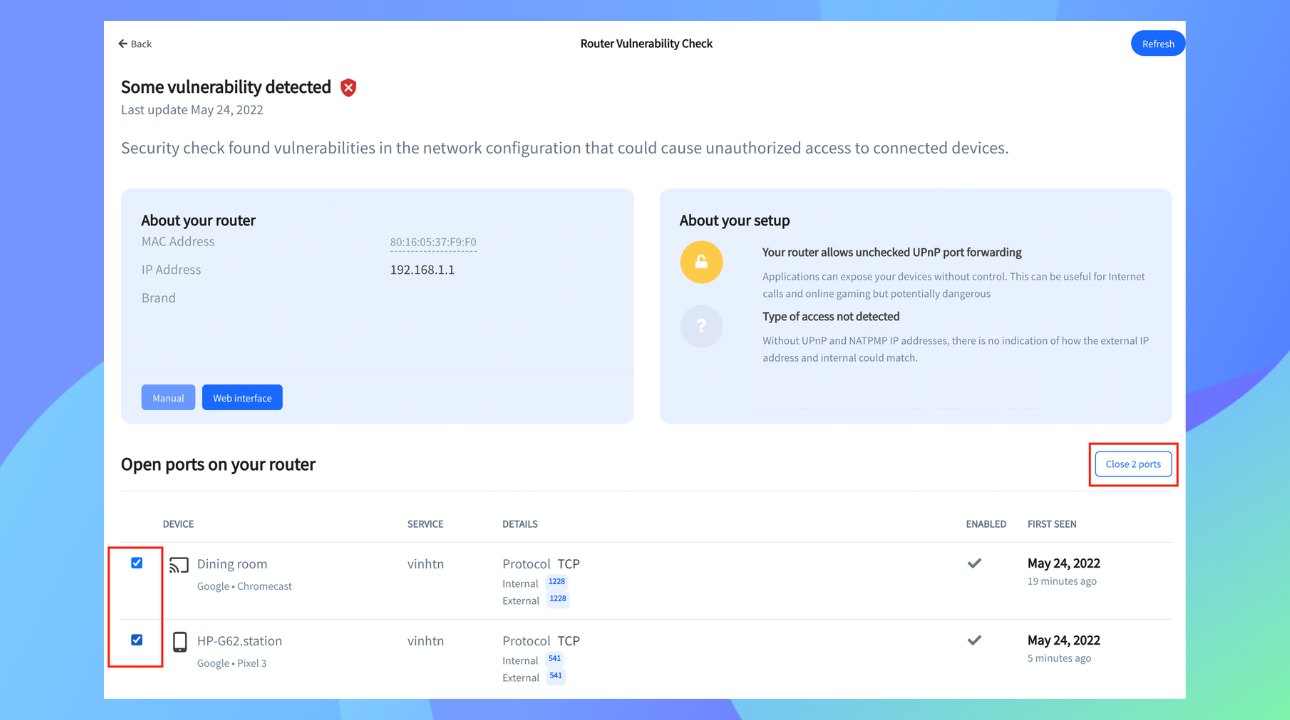 Router Vulnerability Check – Fing